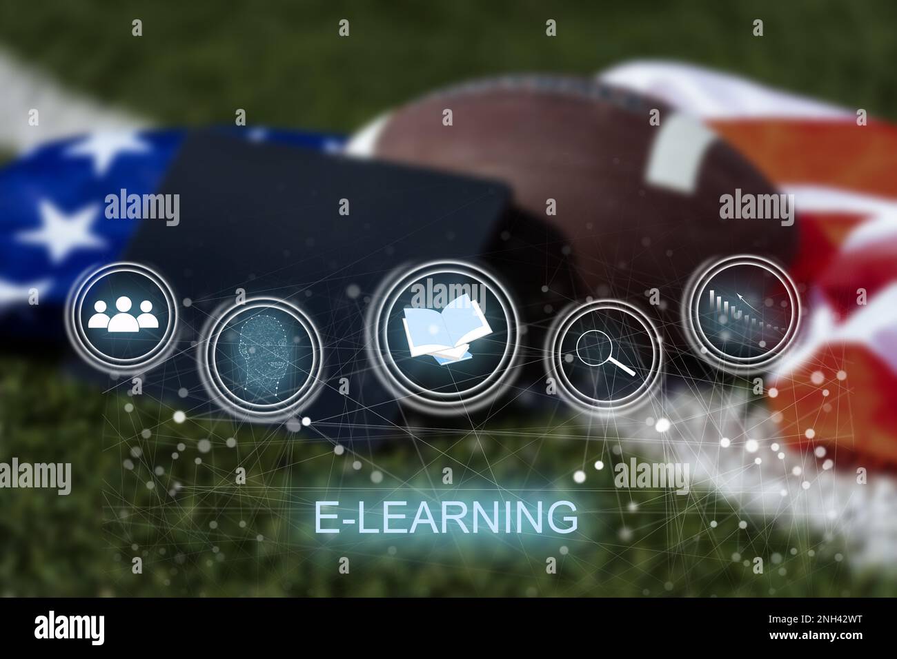 E-learning education, internet lessons and online webinar. Person who ...