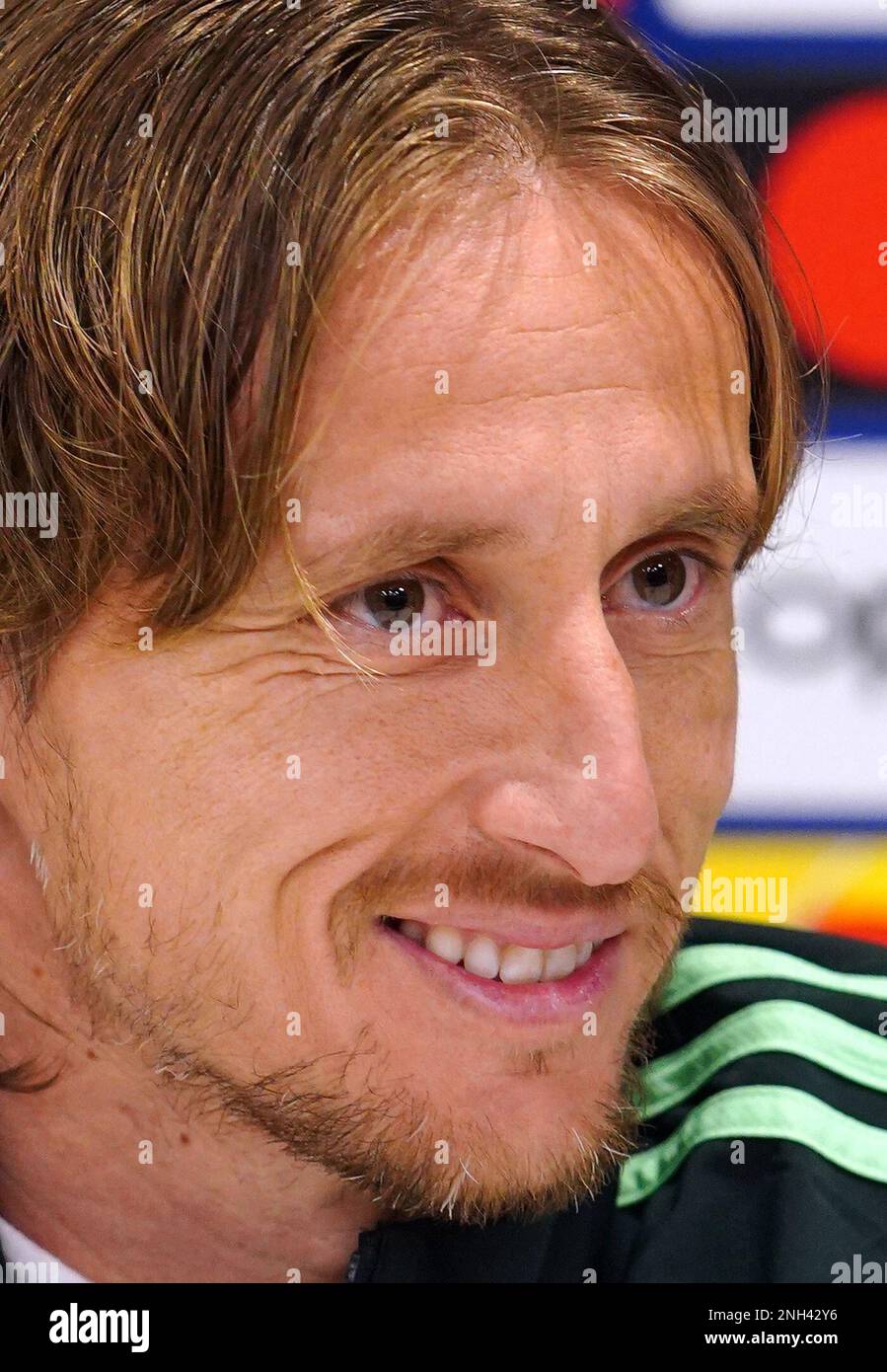 Real Madrid's Luka Modric during a press conference at Anfield ...