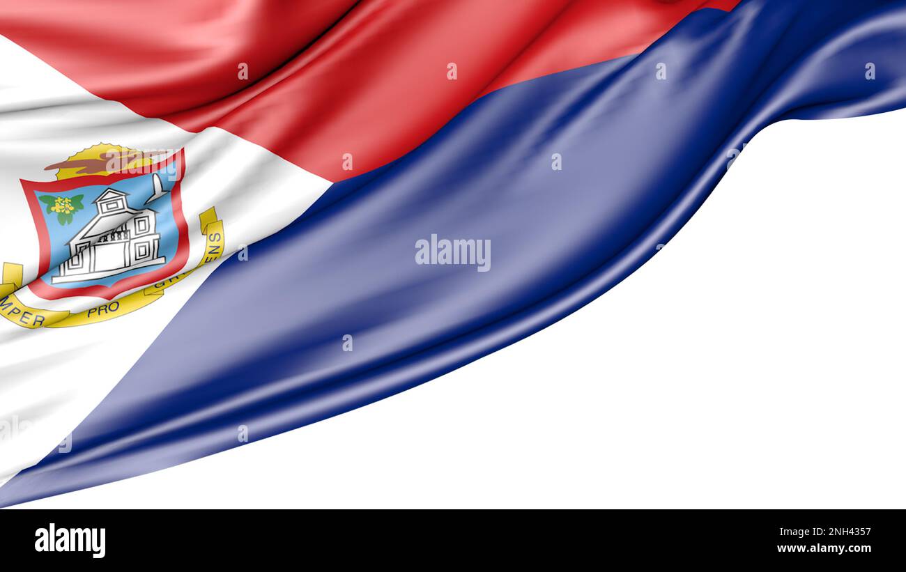 Saint Martin Flag Isolated on White Background, 3D Illustration Stock ...