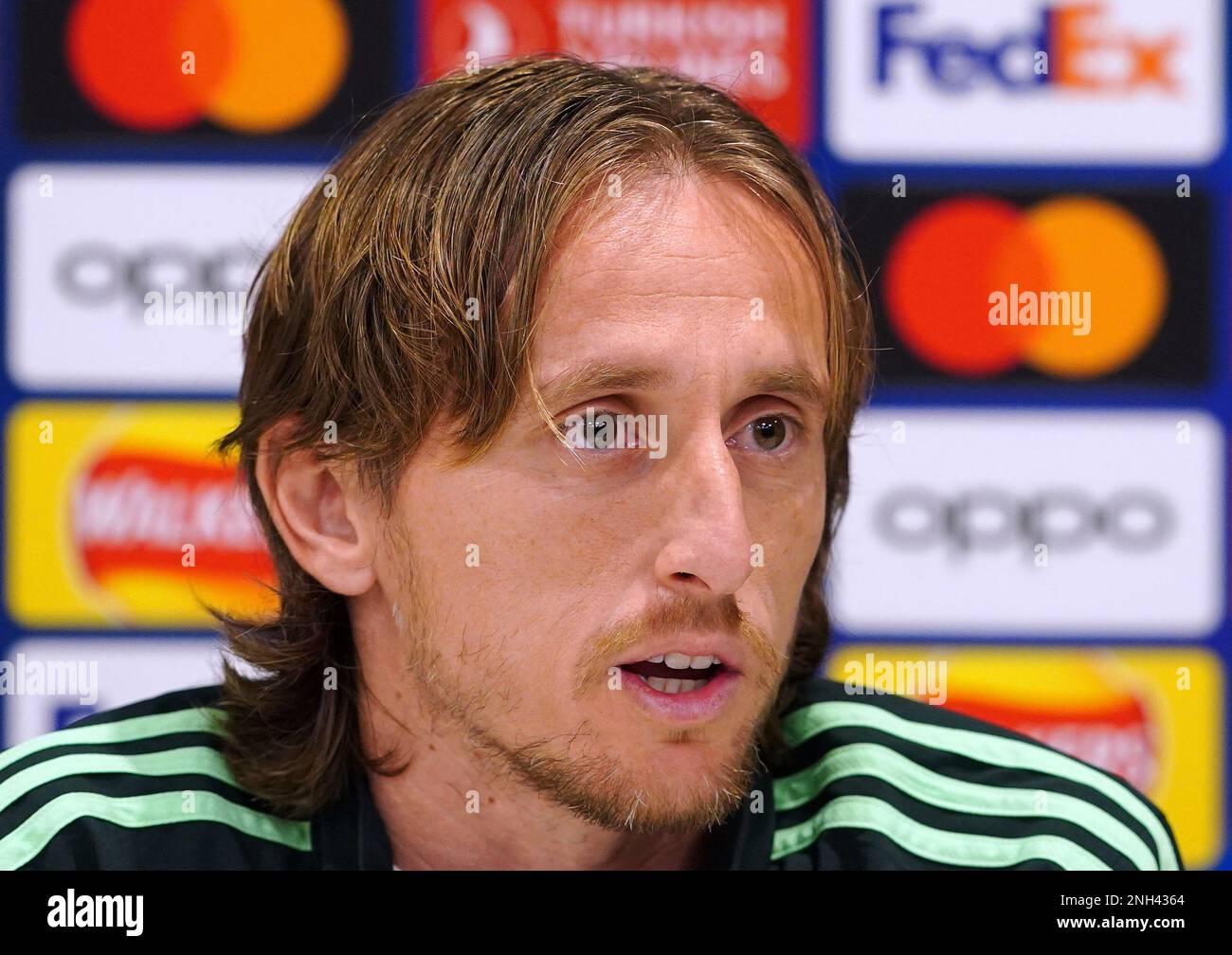 Real Madrid's Luka Modric during a press conference at Anfield ...