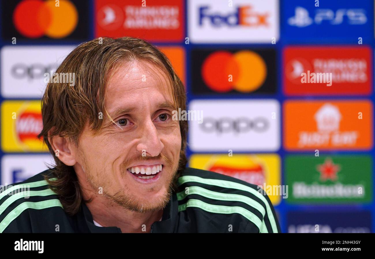 Real Madrid's Luka Modric during a press conference at Anfield ...
