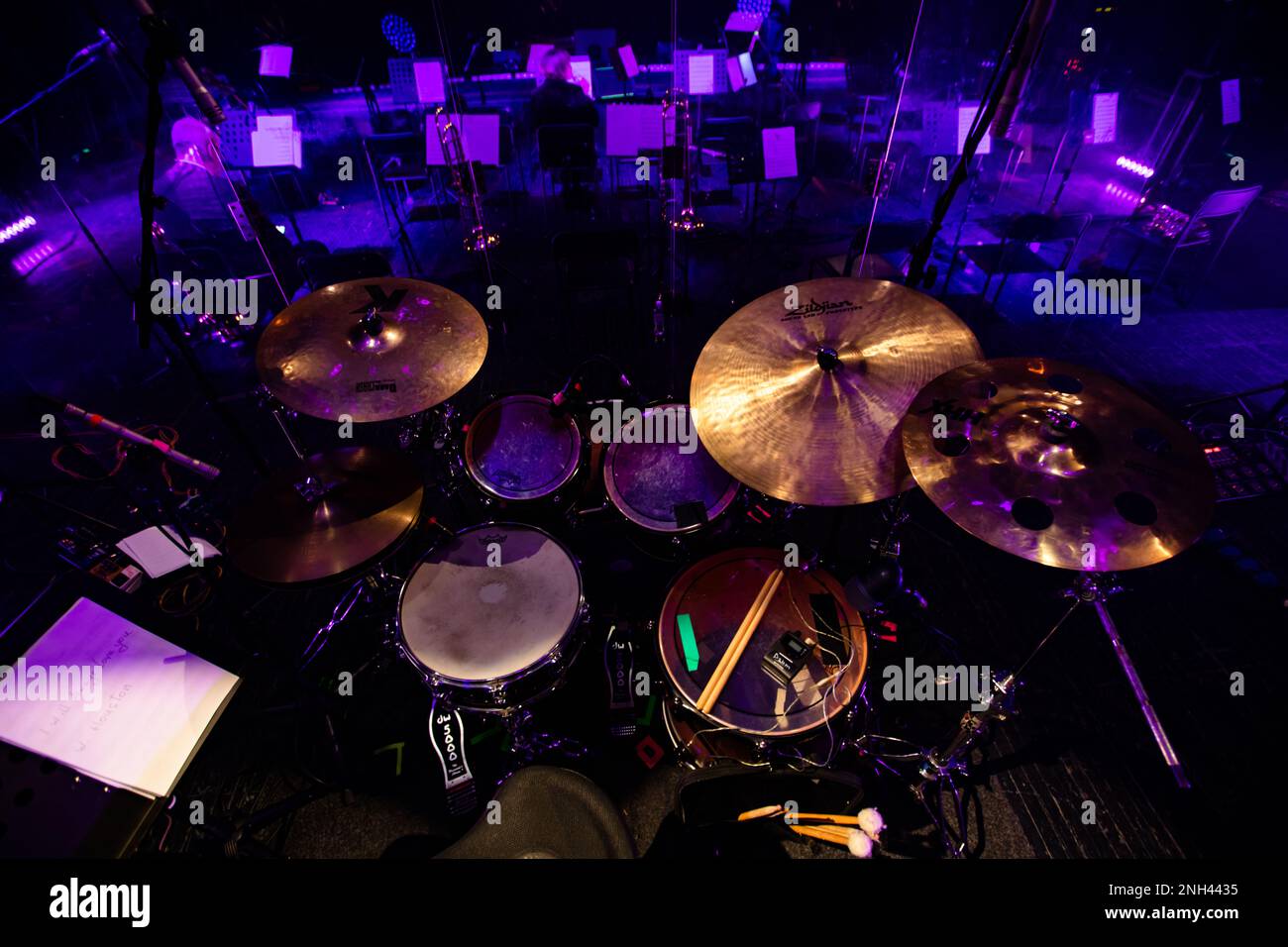 Lviv, Ukraine - February 14, 2023: Drum kit on concert stage in theatre Stock Photo - Alamy