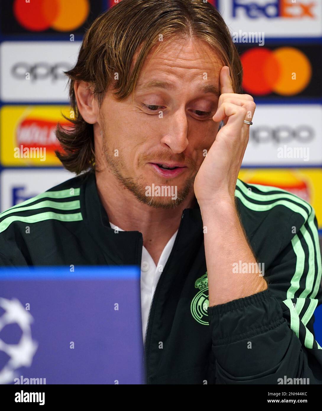 Real Madrid's Luka Modric during a press conference at Anfield ...