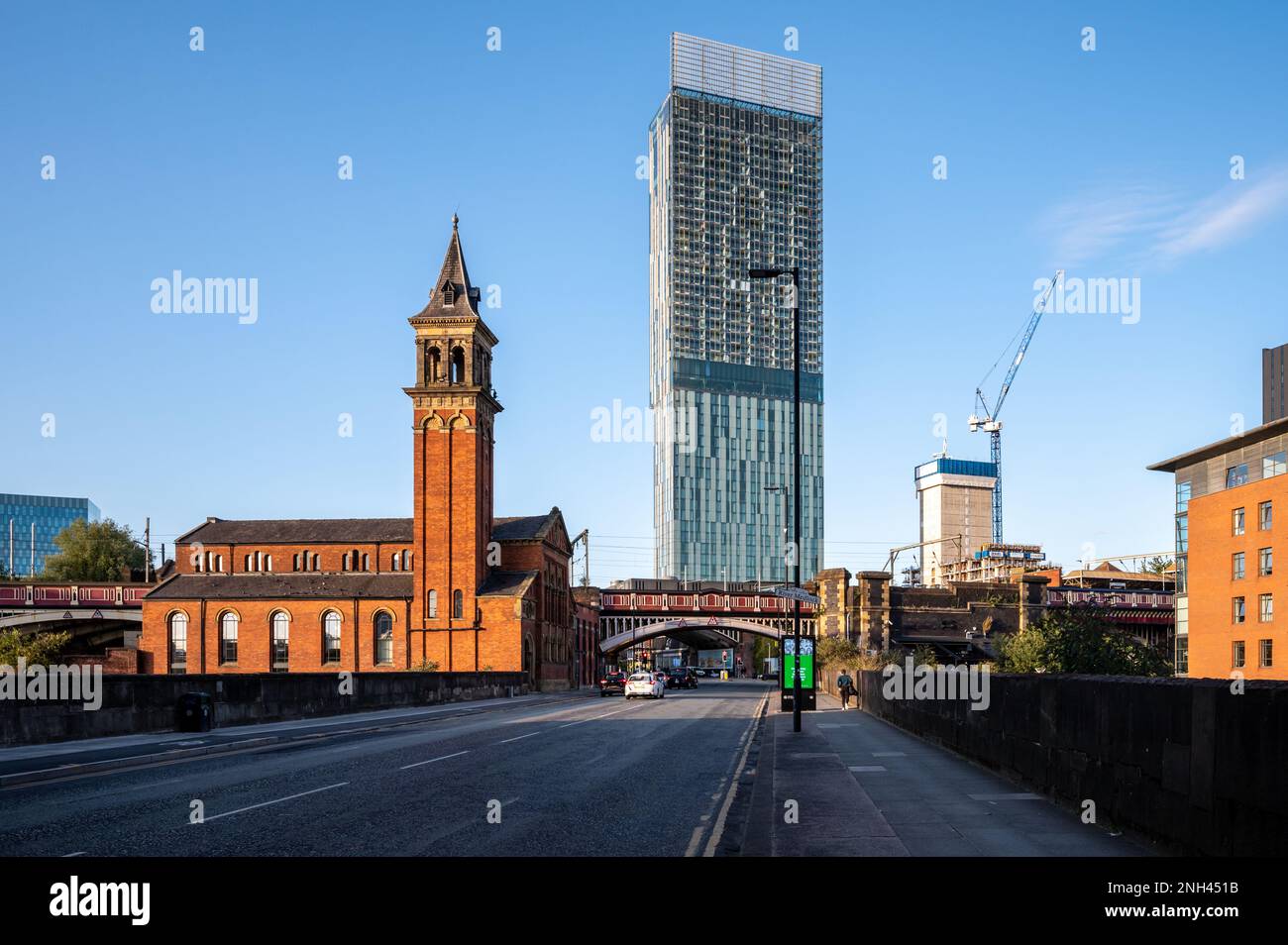 Panoramic view of Castle field Congregational Chapel with Beetham tower ...