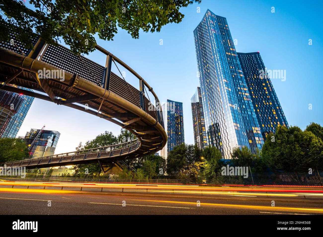 Mancunian Footbridge over the Mancunian Way near Hulme, Manchester ...