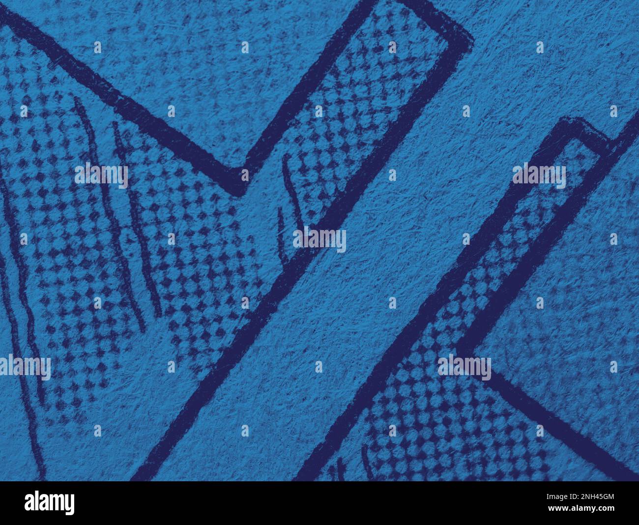 Closeup of an old comic book page with dot printing pattern and blue ...
