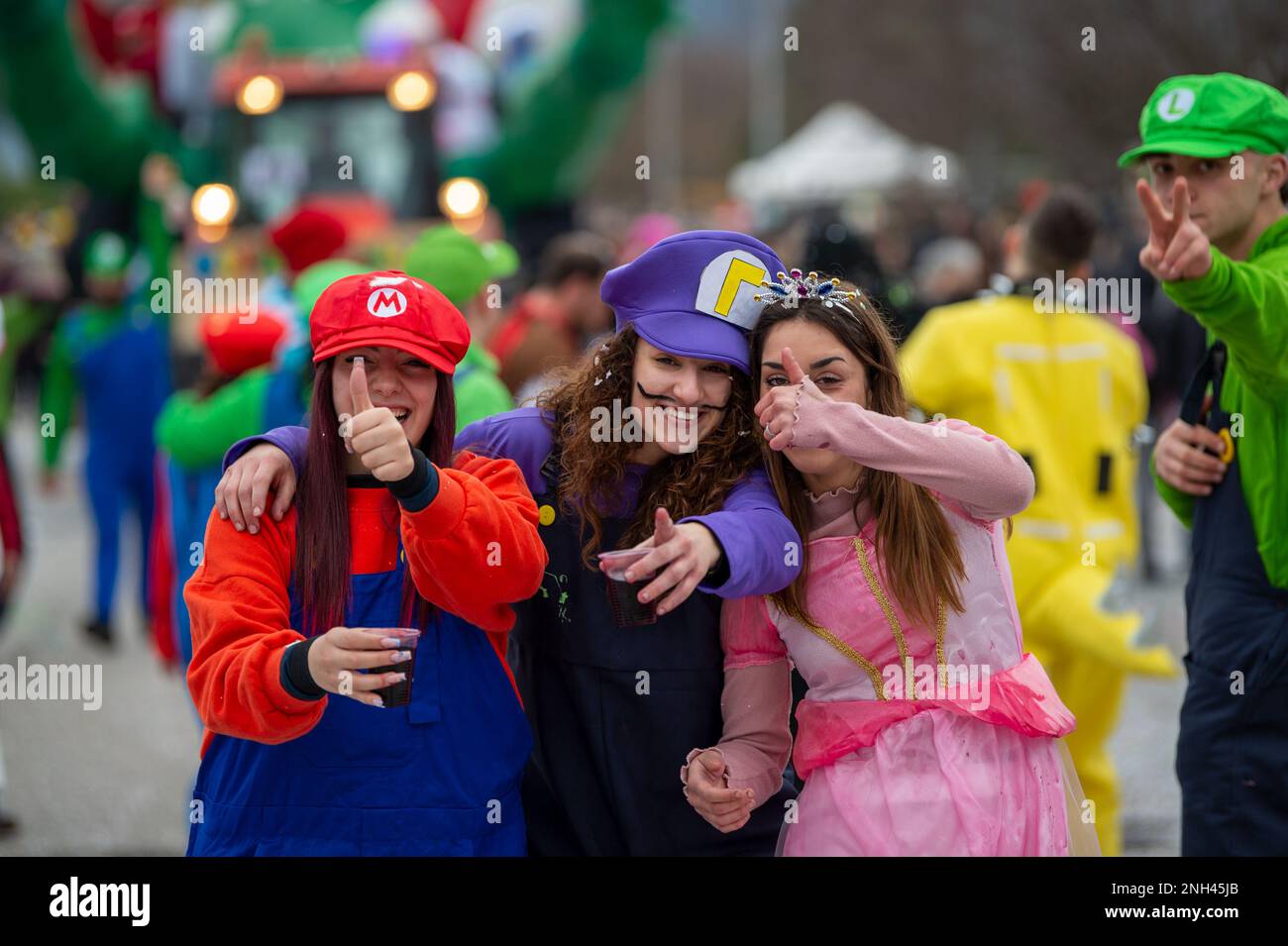 The walking group of the Super Mario and Luigi masked float during the ...