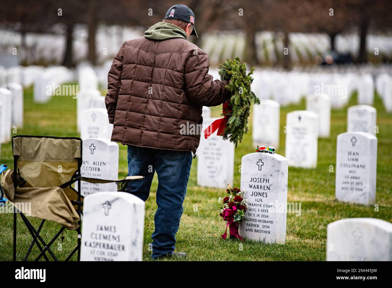 Scott Jones visits the gravesite of his son, U.S. Marine Corps Lance ...