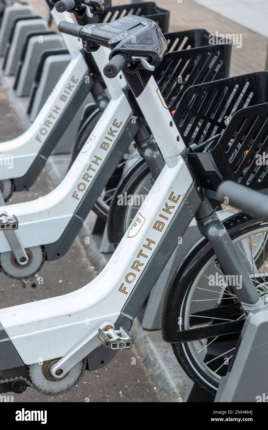 Forth Bike is Scotland's largest electric bike share scheme these bikes are outside Alloa train ...