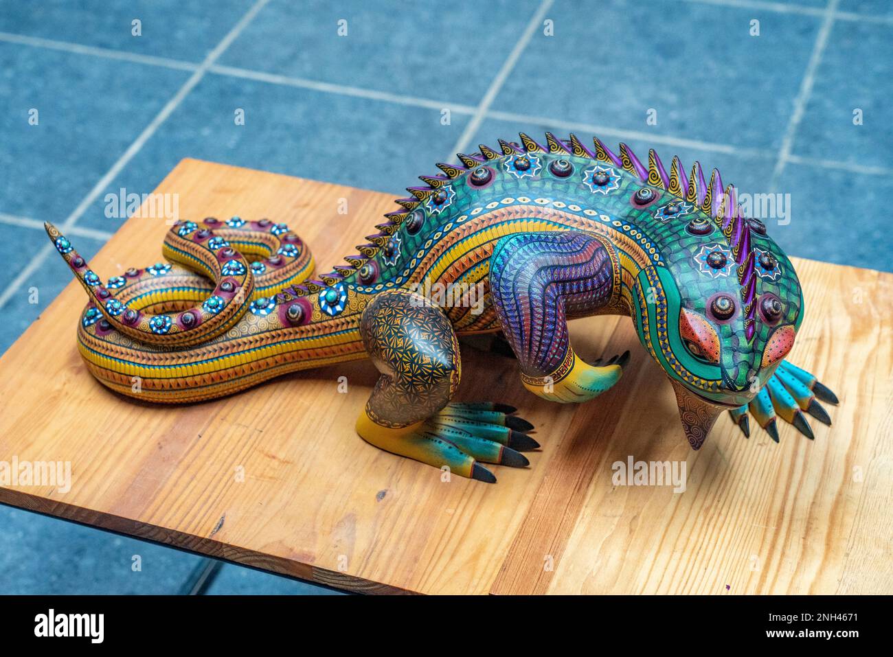An expensive fine art alebrije lizard in the studio of Jacoba and Maria ...