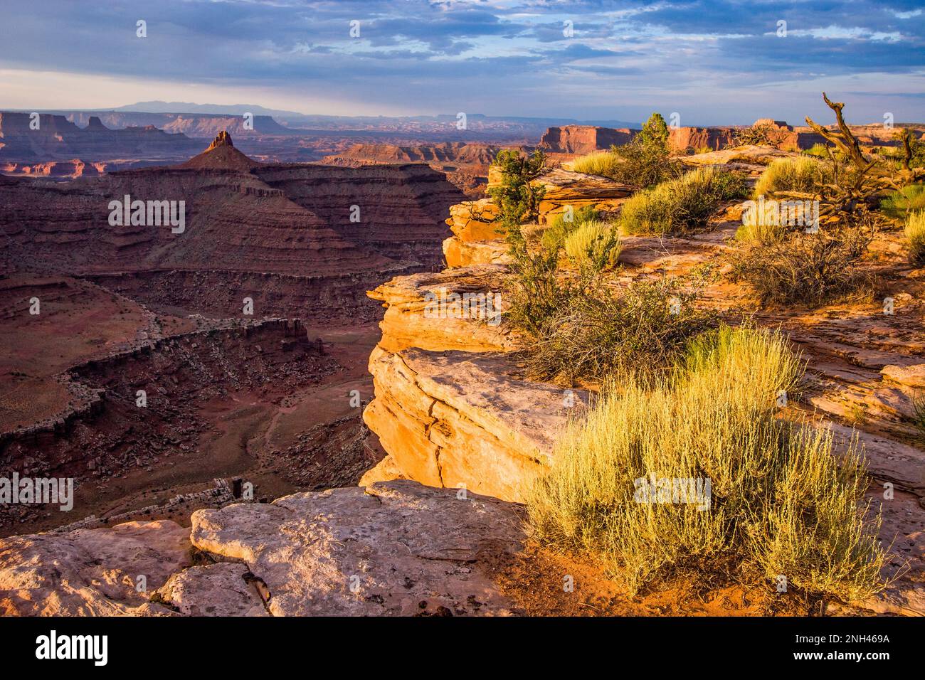South view at sunrise from Marlboro Pt. over Shafer Canyon, near Moab ...