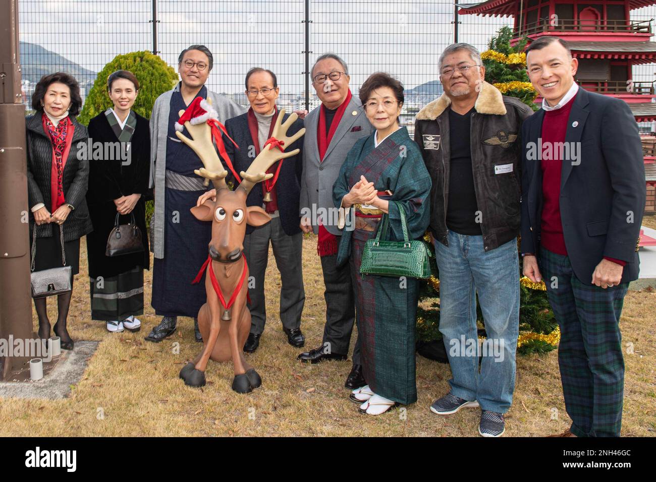 From left; Takako Tomonaga; Kyoko Oishi; Nagasaki Gov. Kengo Oishi ...
