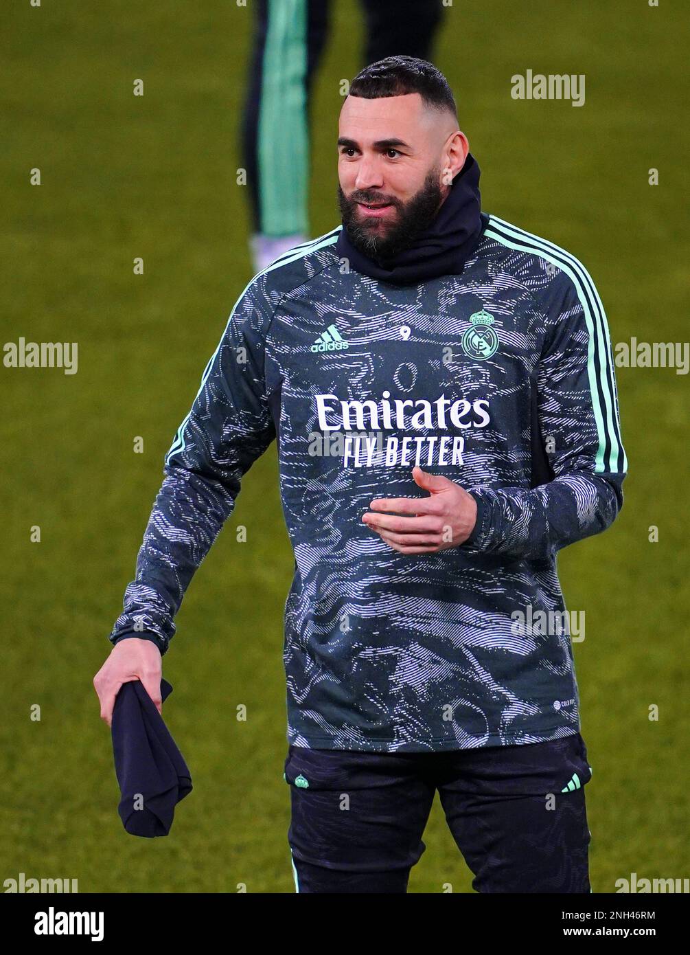 Real Madrid's Karim Benzema during a training session at Anfield ...