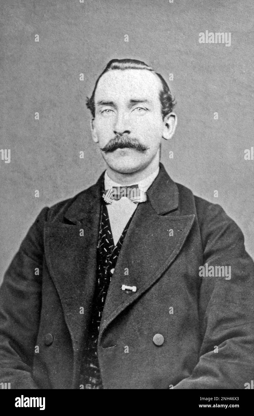 Portrait of a man with a moustache looking into the camera, Lower ...