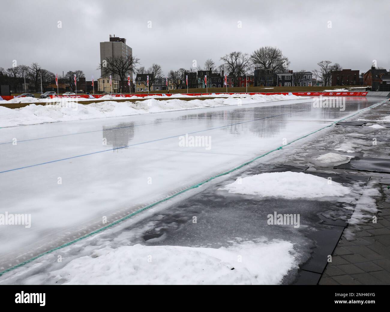 The Emera Oval sits idle in rainy conditions in Halifax on Monday, Feb ...