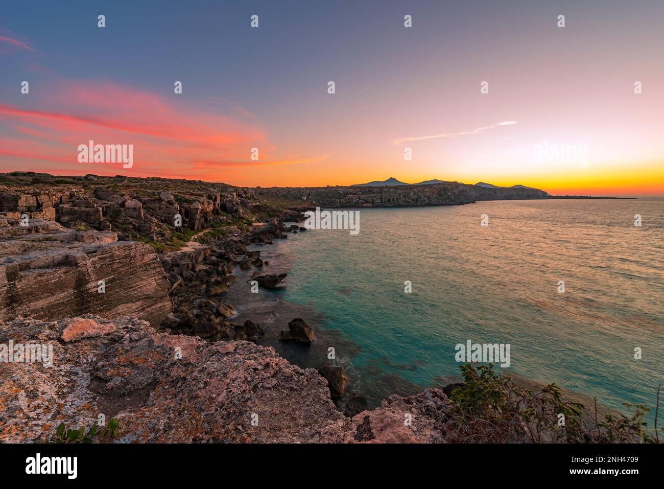 Panoramic view of Cala Rossa cliff at sunset, Favignana Stock Photo - Alamy