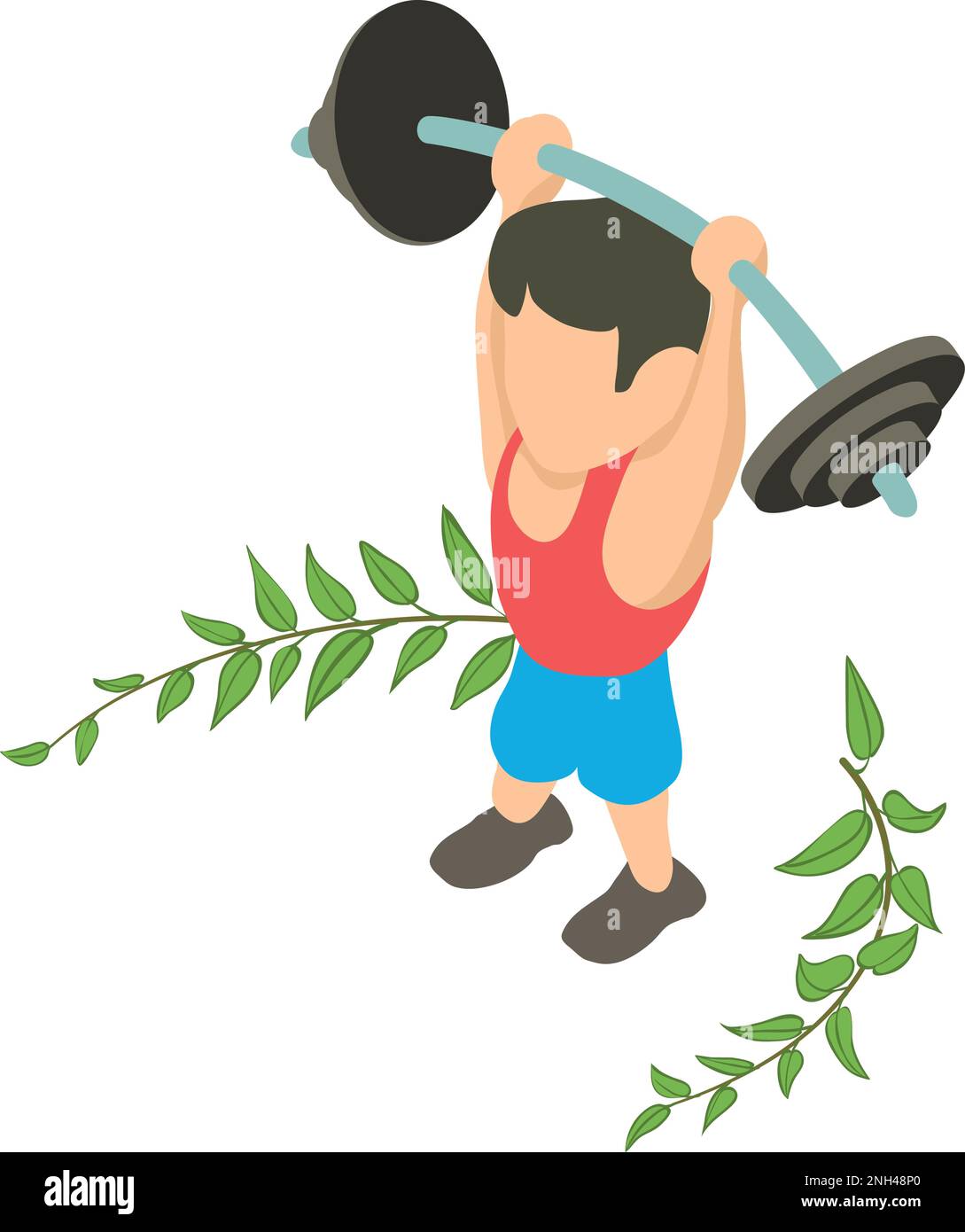 Weightlifter icon isometric vector. Male weightlifter lifting barbell ...