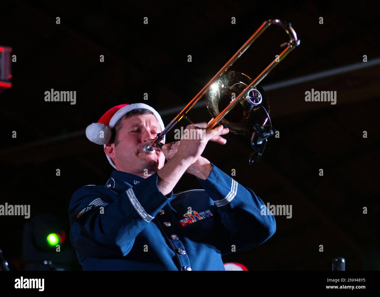 Tech. Sgt. James Hubbard, Air Force Band of Flight trombonist, performs ...
