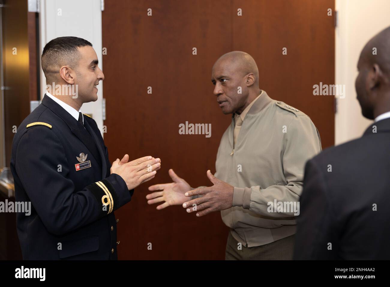 Gen. Michael Langley, right, commander, U.S. Africa Command, speaks ...