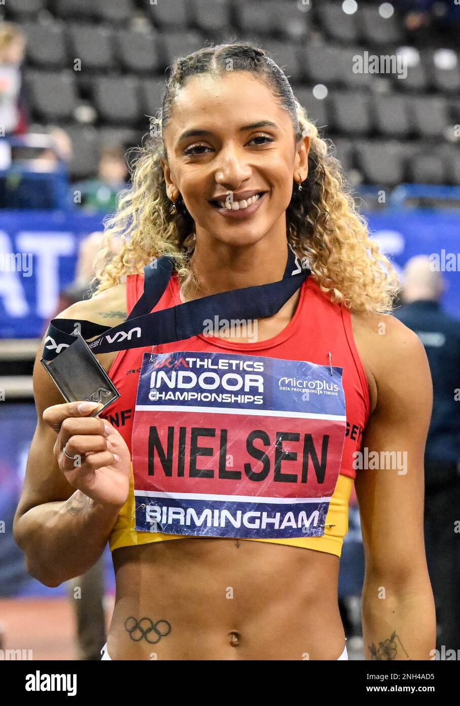 Birmingham, UK, 19 February 2023. Laviai NIELSEN of Enfield and ...