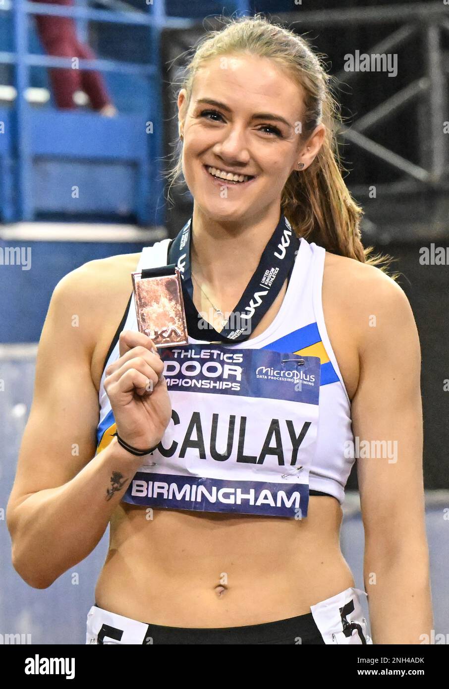 Birmingham, UK, 19 February 2023. Carys MCAULAY of Trafford Athletic ...