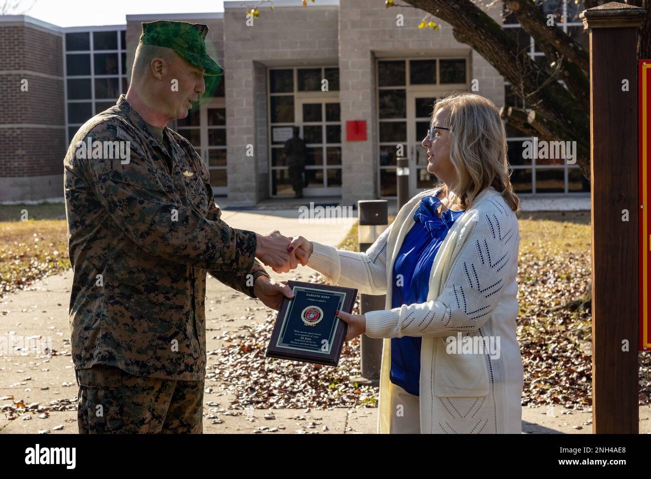 U.S. Marine Corps Brig. Gen. Michael E. McWilliams, left, the ...
