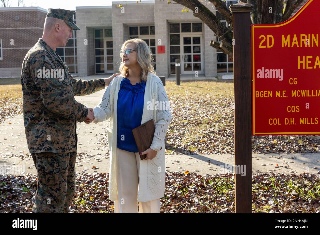 U.S. Marine Corps Brig. Gen. Michael E. McWilliams, left, the ...