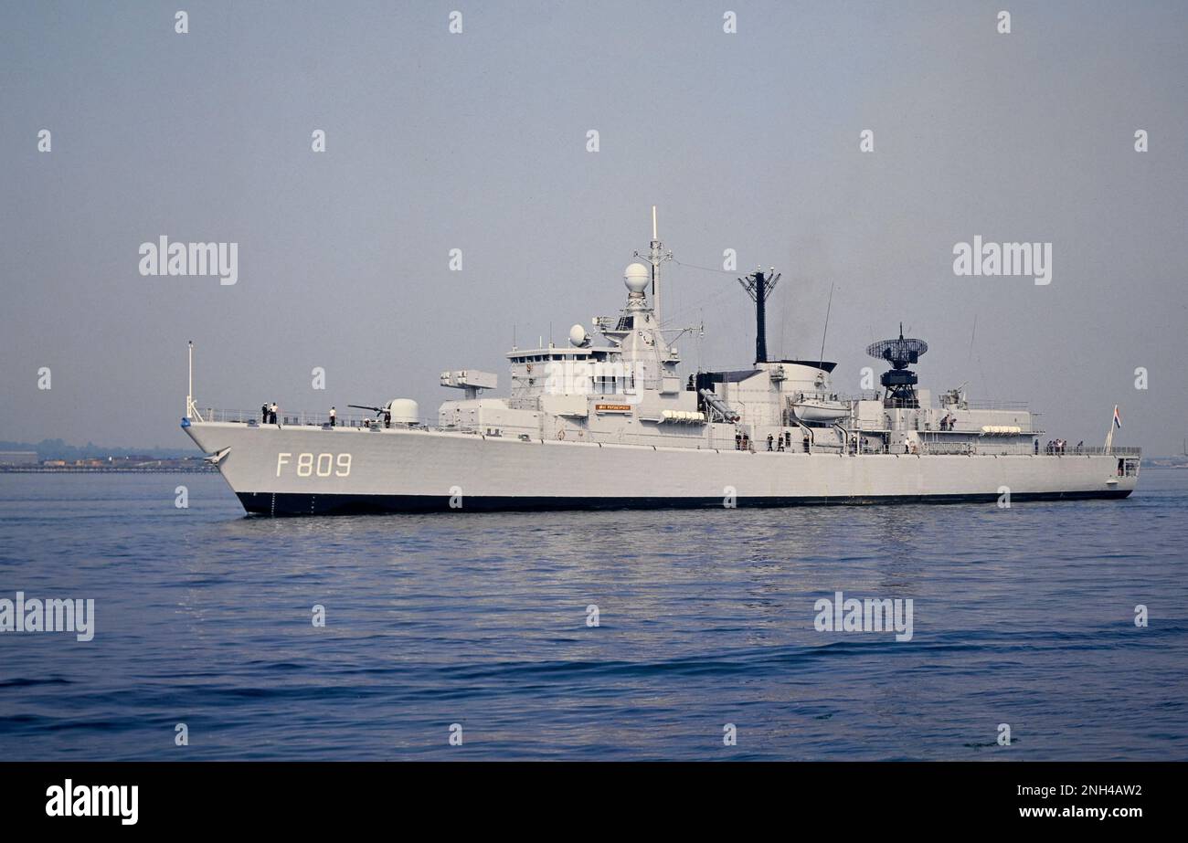 HNLMS Van Kinsbergen (F809) a Kortenaer Class Frigate of the Royal Netherlands Navy, leaving ...
