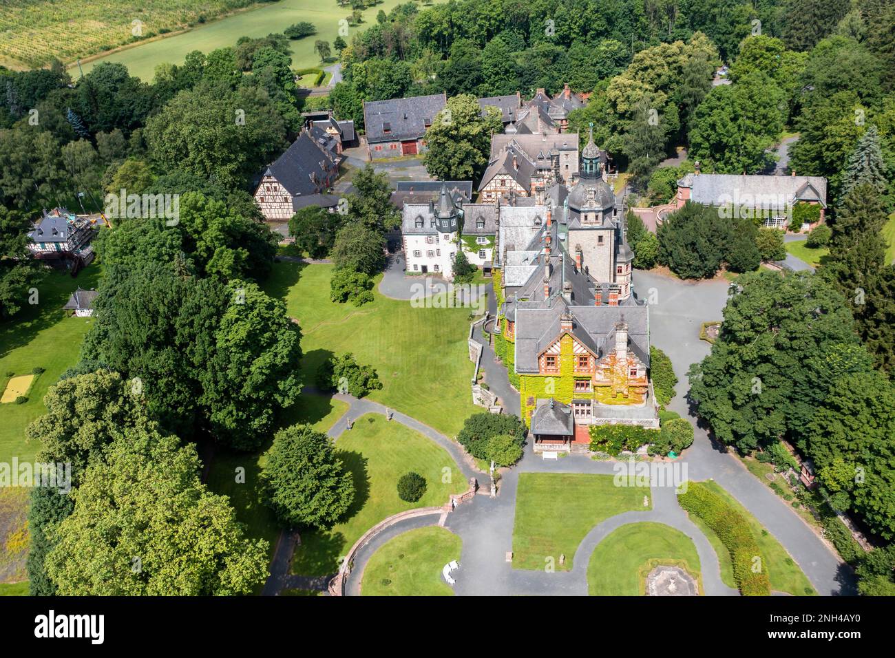 Aerial View, Castle and Ramholz, Ramholz, Schluechtern, Hesse, Germany ...