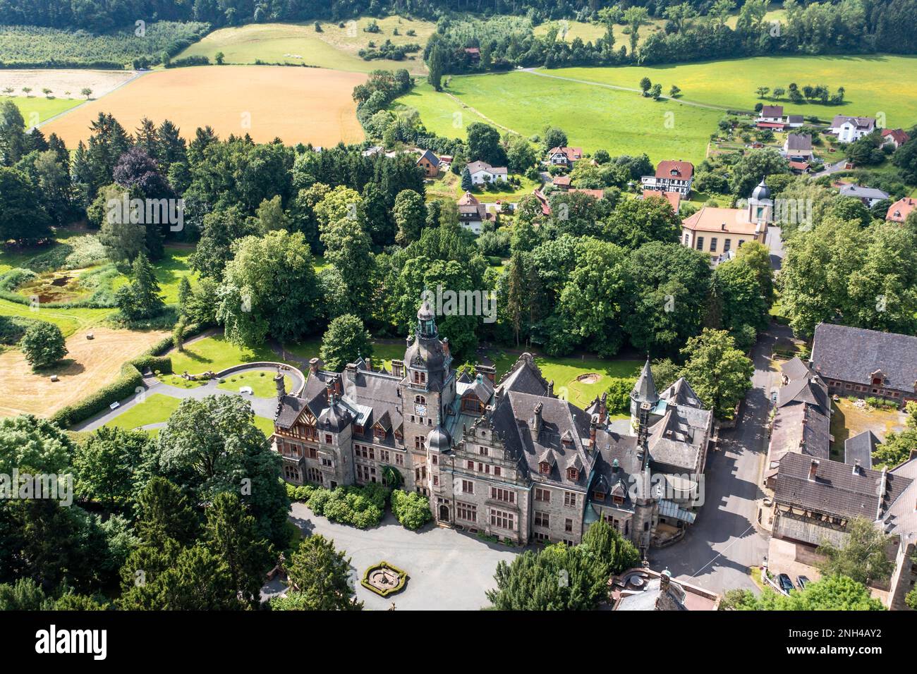Aerial View, Castle and Ramholz, Ramholz, Schluechtern, Hesse, Germany ...