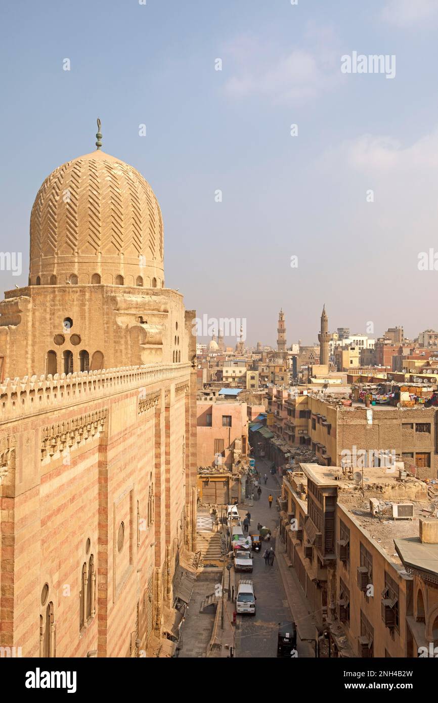 City gate Bab Zuweila, Old City in the back, Cairo, Egypt Stock Photo ...