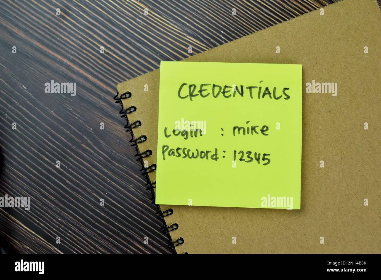 Concept of Credentials, Login and Password write on sticky notes ...