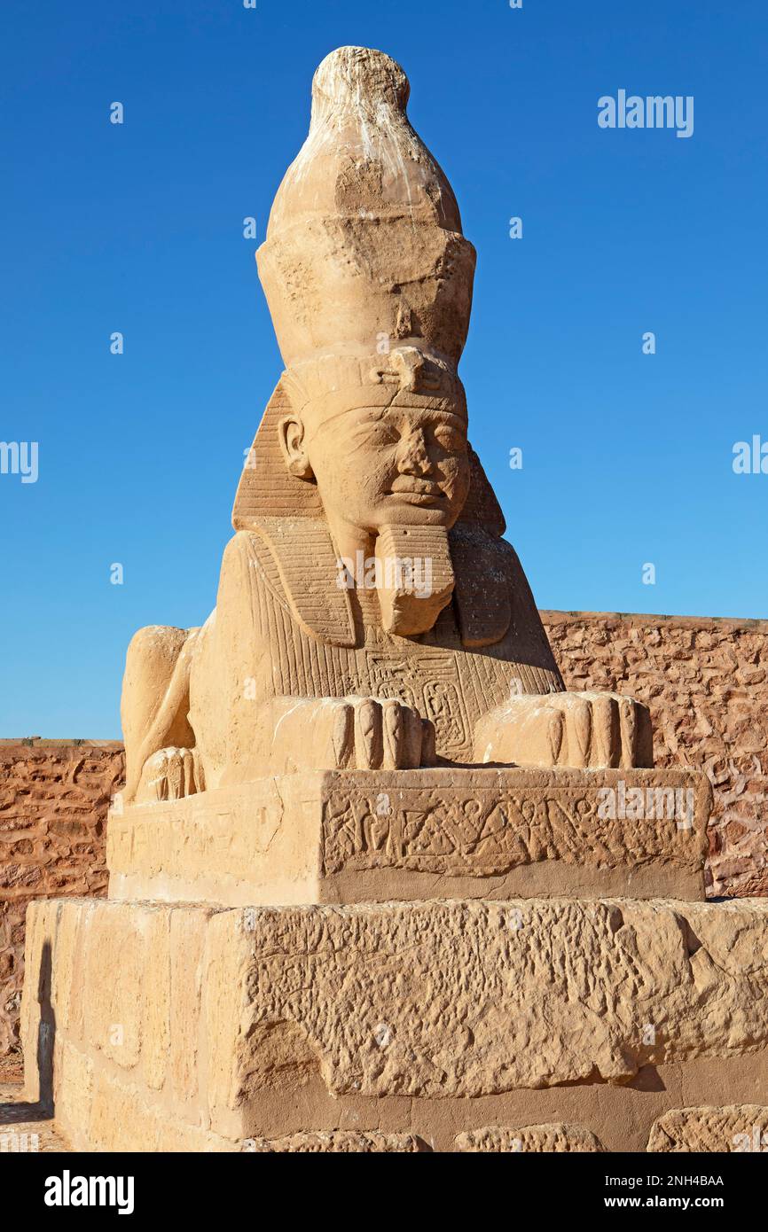 Statue of the King, Wadi Al-Sebua Temple, Aswan, Egypt Stock Photo - Alamy