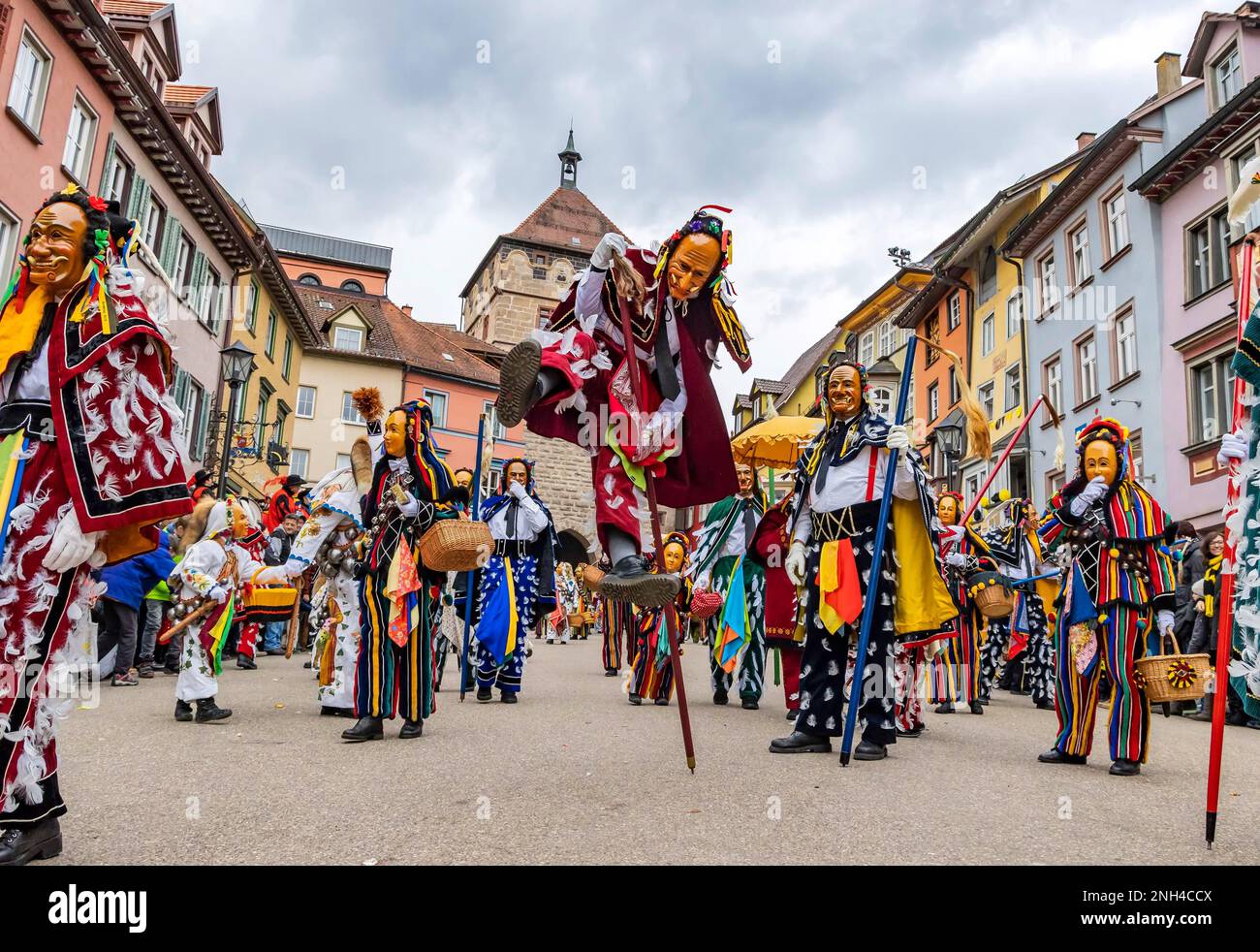 Historic fool jump in Rottweil, at the climax of the Swabian-Alemannic ...