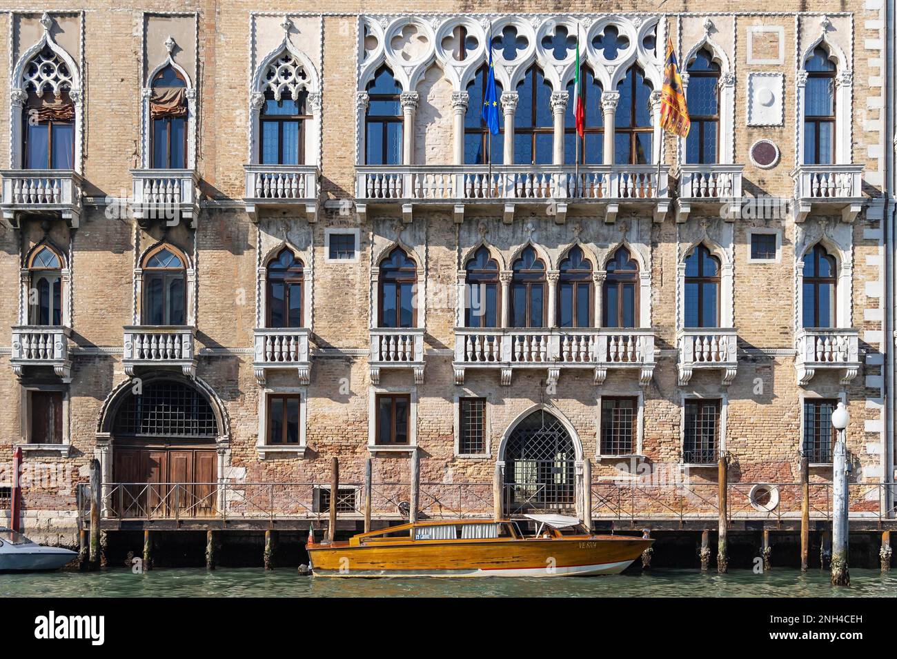 Facade of a building, Venice and its lagoon are on the UNESCO World ...