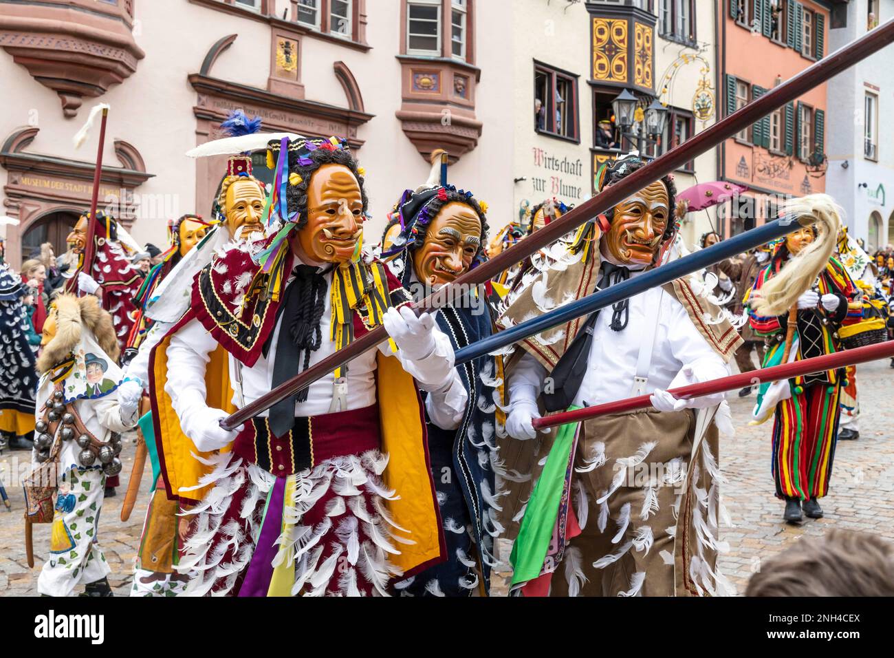 Historic fool jump in Rottweil, at the climax of the Swabian-Alemannic ...