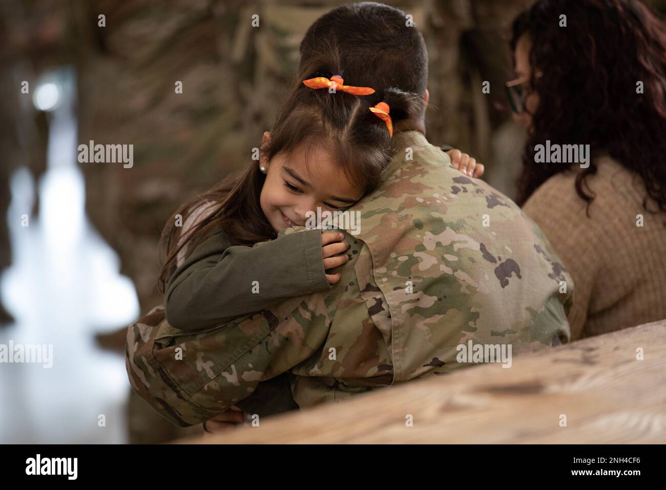 U.S Army soldier from 330th Movement Control Battalion embraces ...