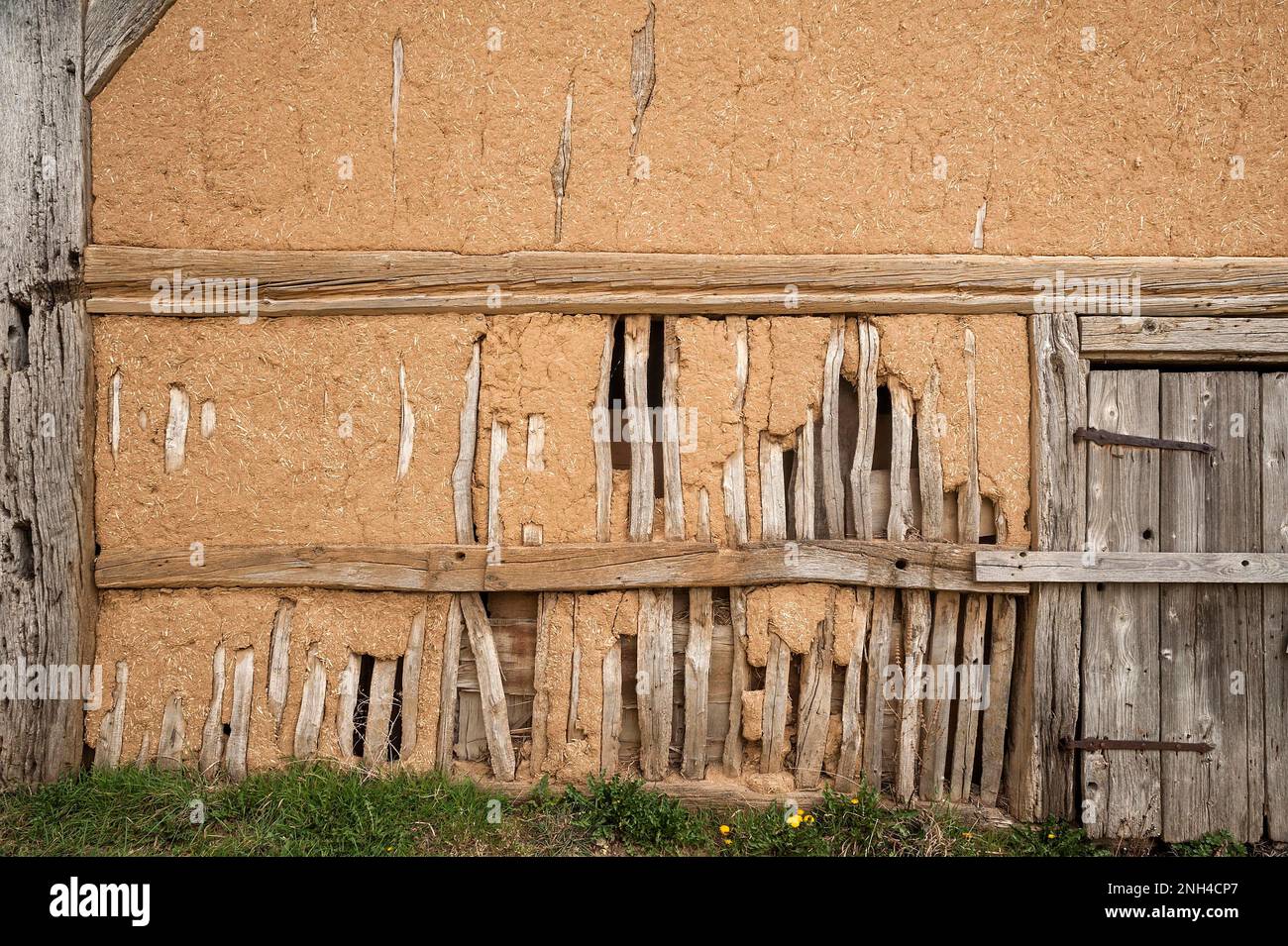 Exposed clay plaster wall of a barn, mid-19th century, Franconian Open ...
