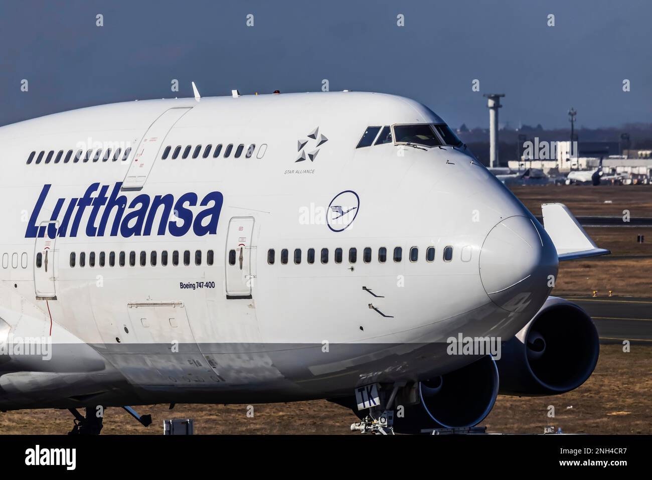 Fraport Airport with aircraft of the type Boeing 747, Jumbo Jet, of the ...
