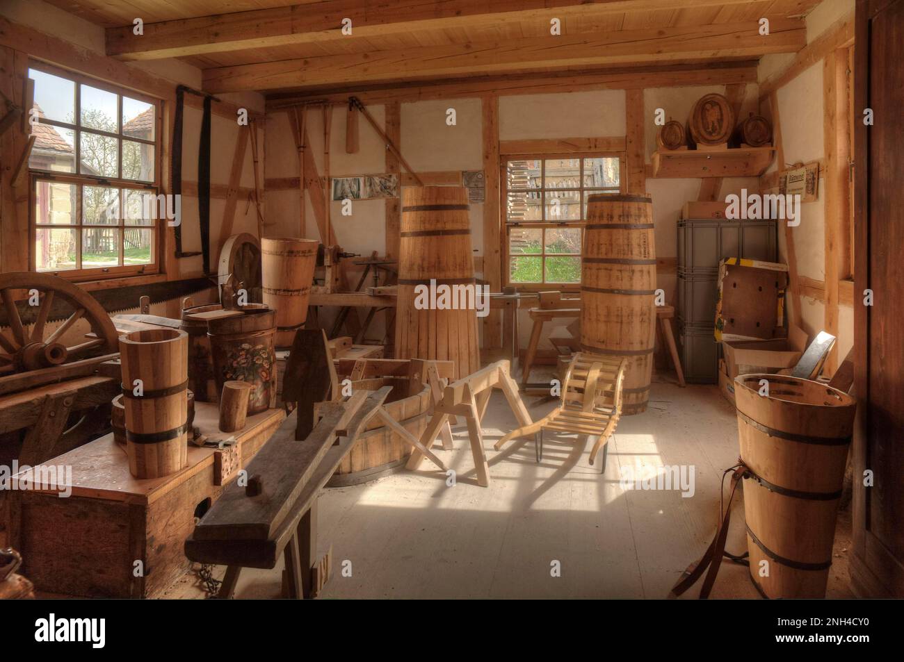 Reconstructed cooperage, 19th century, Franconian Open Air Museum, Bad ...