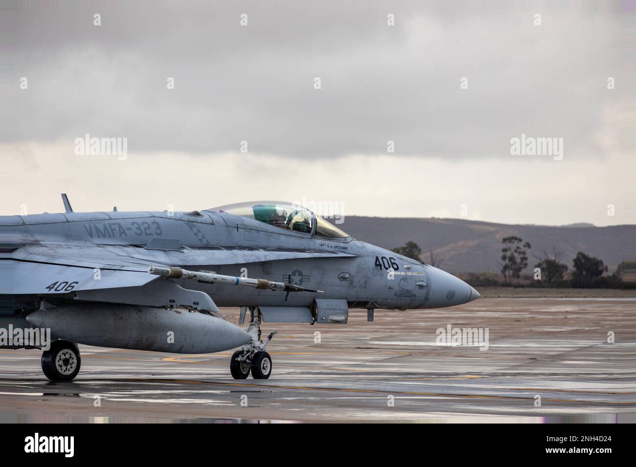 A U.S. Marine Corps F/A-18 Hornet with Marine Fighter Attack Squadron ...