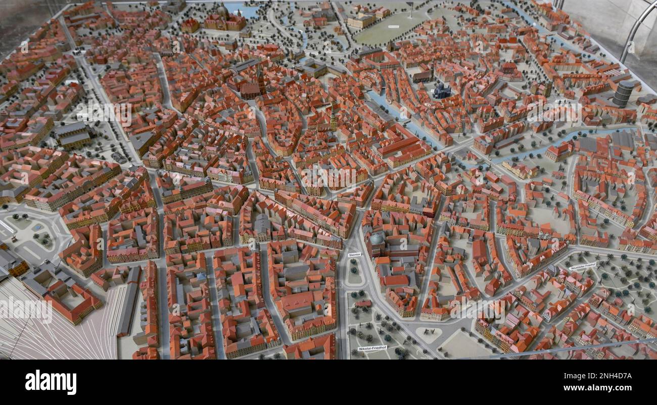 City model of Hanover in 1939, New City Hall, Tramplatz, Hanover, Lower ...