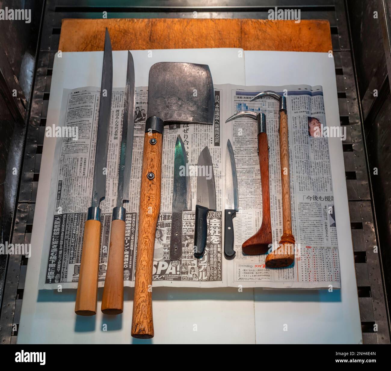 Tokyo Japan. Fish Market. Tools to cut and clean fish Stock Photo - Alamy