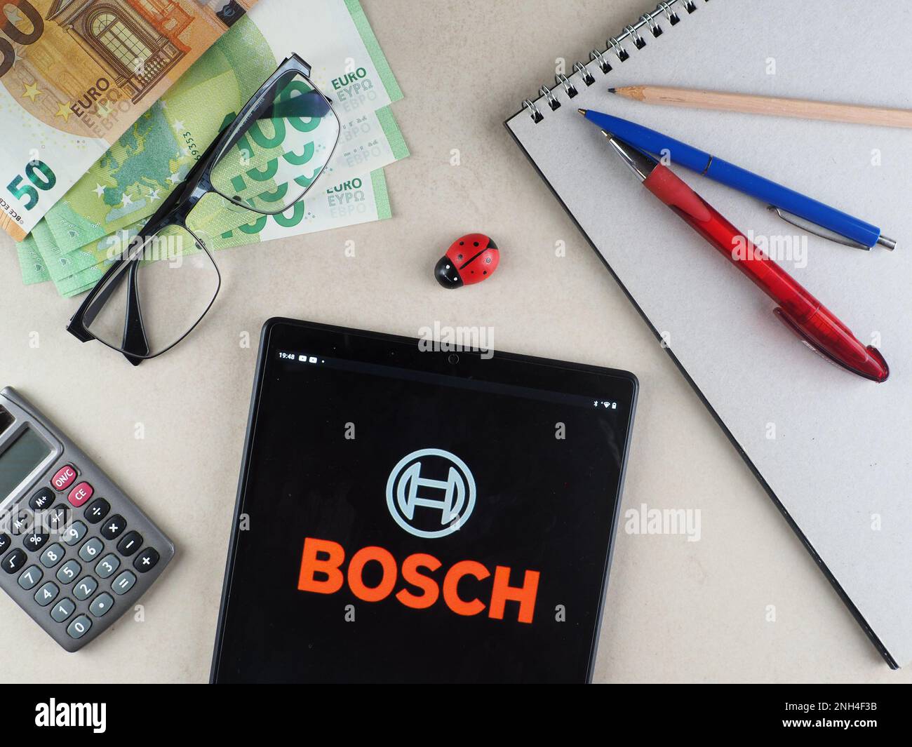 In this photo illustration, Robert Bosch GmbH logo seen displayed on a ...