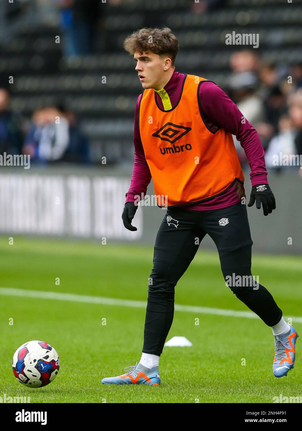 Derby County's Tony Springett warming up ahead of the Sky Bet League ...