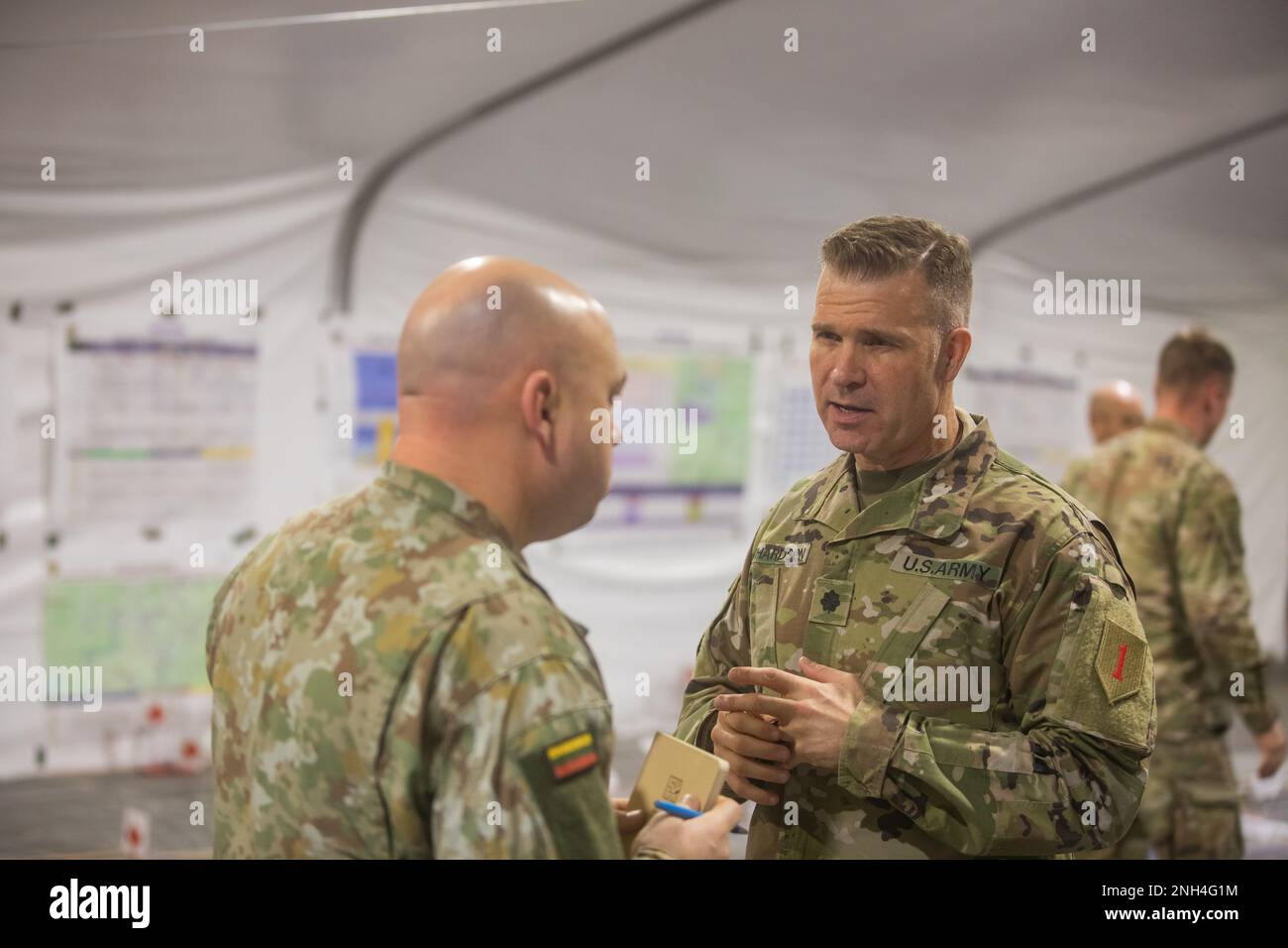 U.S. Army Lt. Col. Christopher Richardson, right, the 1st Infantry ...