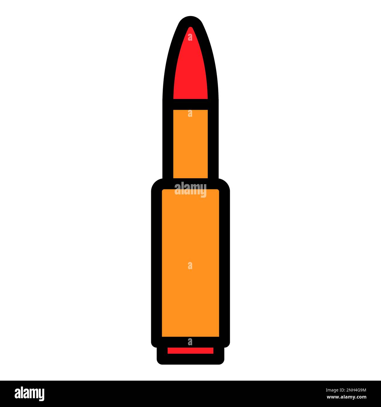 Weapon cartridge icon line isolated on white background. Black flat thin icon on modern outline ...