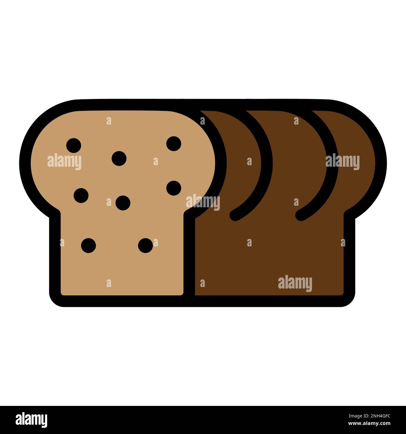 Bread toast line icon isolated on white background. Black flat thin ...