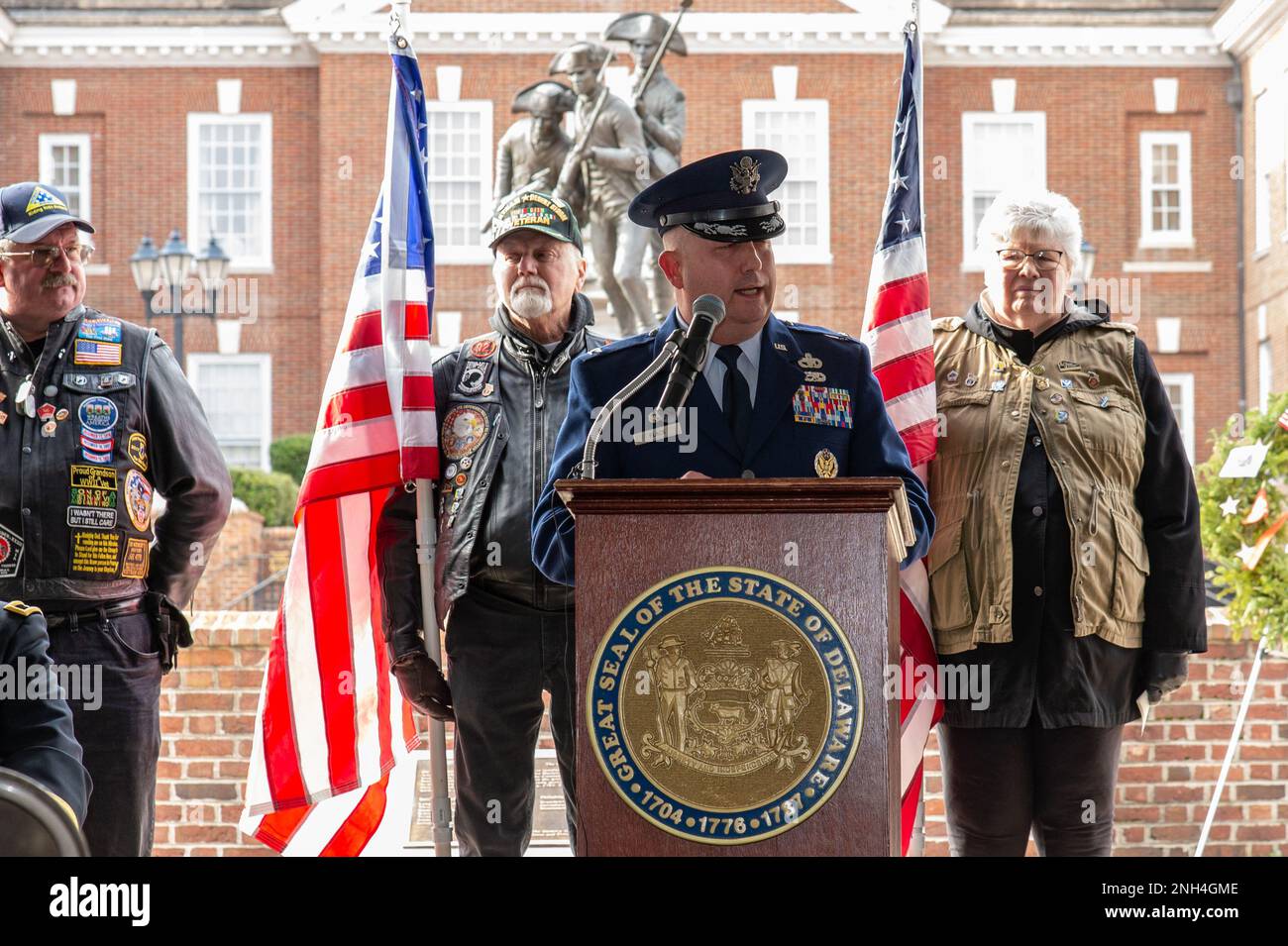 Col. Bary Flack, 436th Mission Generation Group commander, addresses ...
