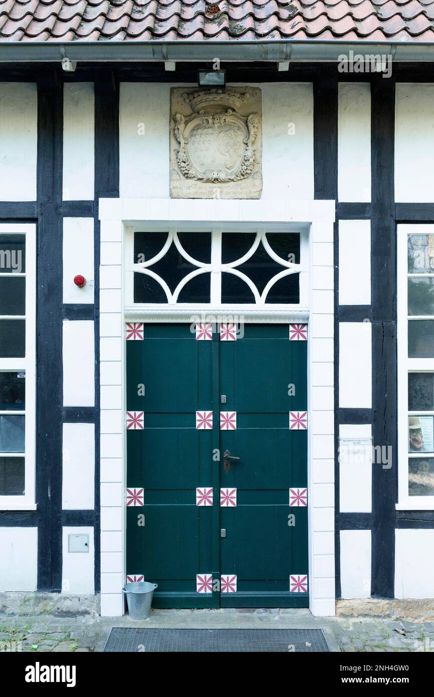 Doll museum in a half-timbered house from 1684, entrance portal ...